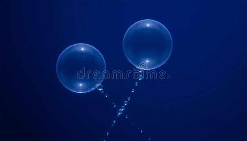 Two Soap Bubbles Floating Against a Dark Blue Background Stock Image ...