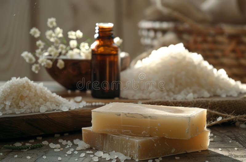 Couple of Soap Bars on Wooden Plate Stock Image - Image of time, soap ...