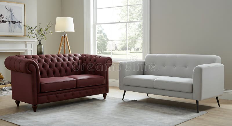 Two Sofas in Living Room Interior, Modern Home Decor Stock Photo ...