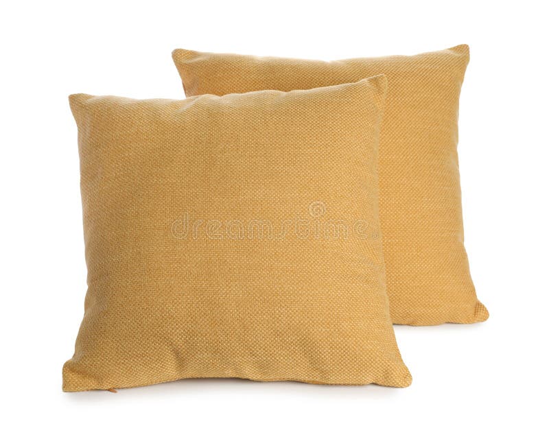 Two Soft Color Pillows Isolated on White Stock Image - Image of ...