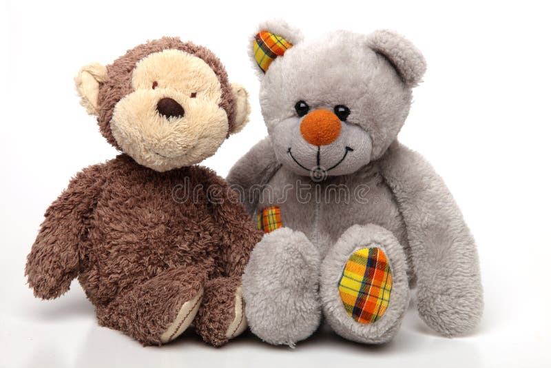 Two Soft Toys on White stock image. Image of single, childhood - 16753123