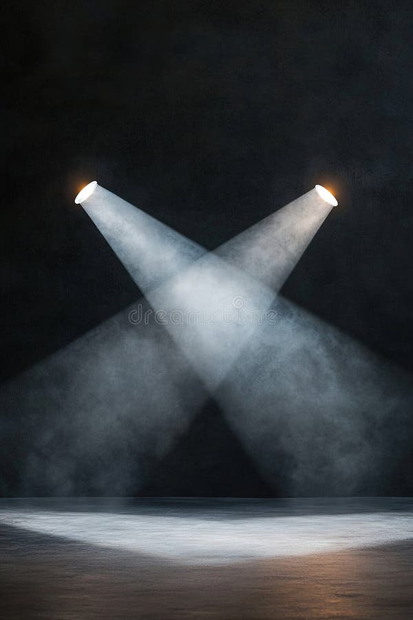 Two Soft White Spotlights Cross Diagonally Over a Dark Matte Background ...