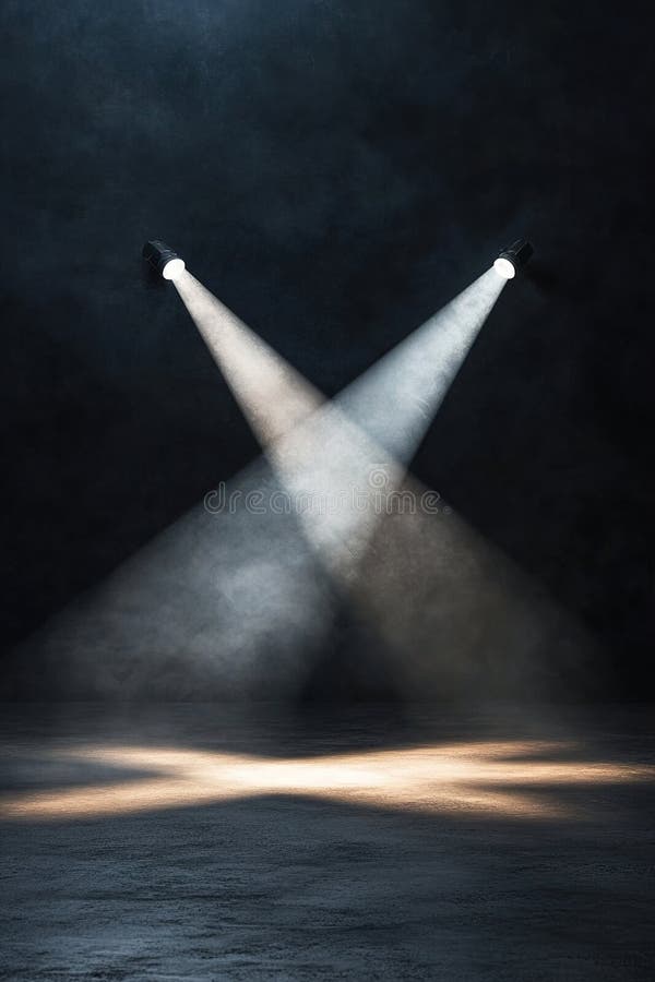 Two Soft White Spotlights Intersect Diagonally Over a Dark Matte ...