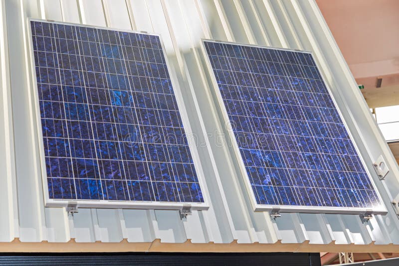 Two Solar Panels stock image. Image of roof, panel, renewable - 183561357