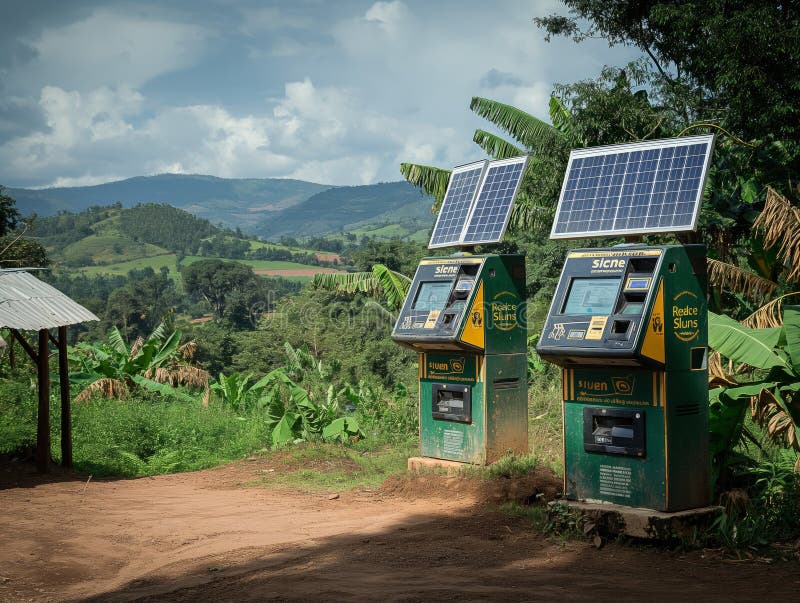 Two Solar Powered Machines with a Green Screen Stock Photo - Image of ...