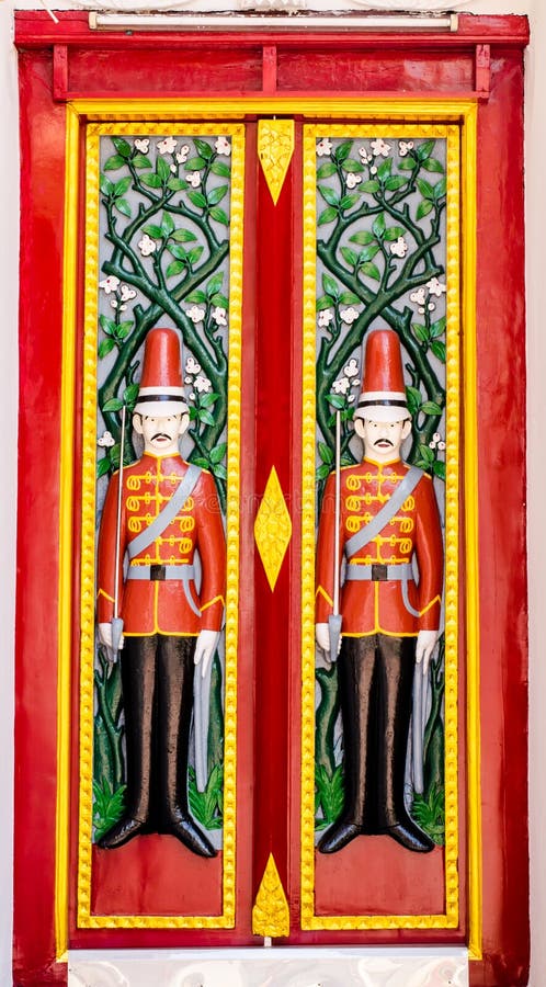 The Two Soldier on the Gate in Thai Temple Stock Photo - Image of ...