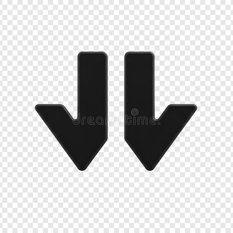 Black Split Downward Arrows on Transparent Background Stock ...