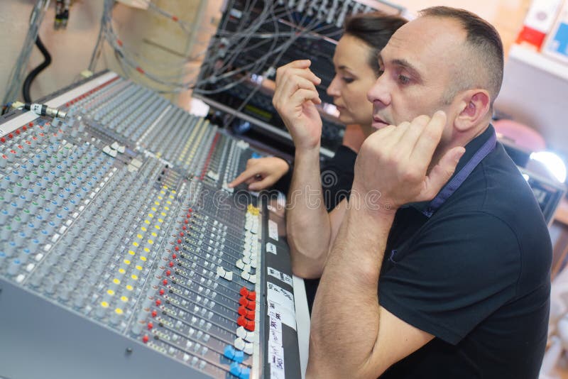 Setting up sound equipment stock image. Image of cables - 124181353