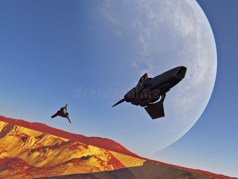 Two spaceships on patrol stock illustration. Illustration of cosmos ...