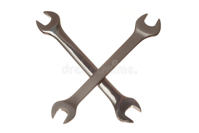 Two spanners or wrenches stock photo. Image of isolated - 17654194