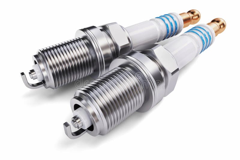 Two Spark Plugs on a White Background Stock Illustration - Illustration ...