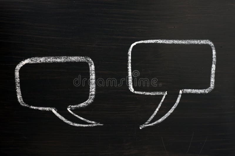Two Speech Bubbles on a Blackboard Stock Photo - Image of memo ...