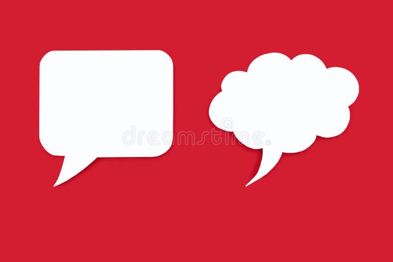 Two Speech Bubbles of Different Shapes on a Red Background Stock Photo ...