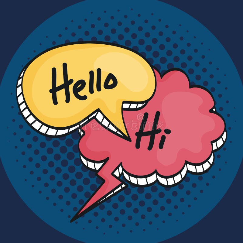 Two Speech Bubbles Drawn with Hi and Hello Message Stock Vector ...