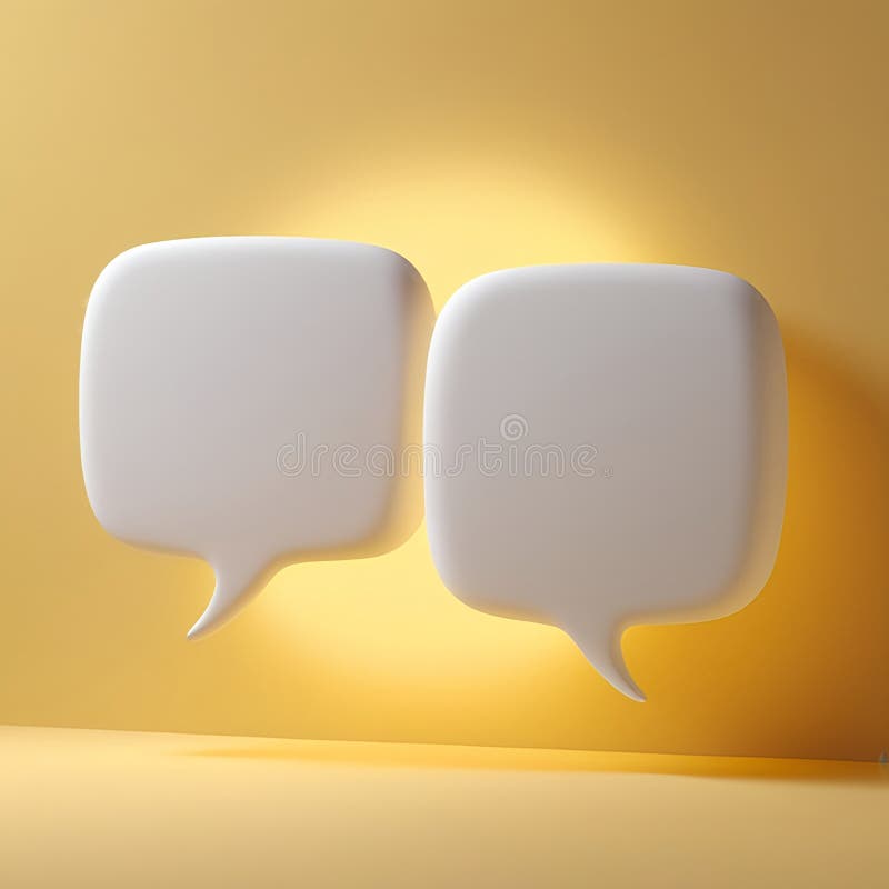 Two Speech Bubbles Mockup on Yellow Background for Conversation Stock ...