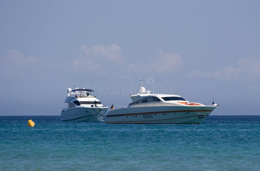 Two speedboats at anchor stock image. Image of aquatics - 4403417