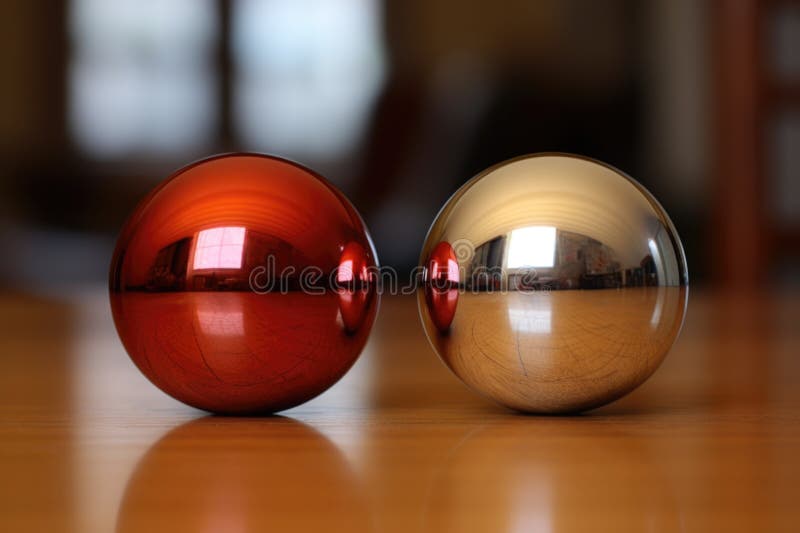 Two Spheres in Contact, Each Reflecting the Other Stock Photo - Image ...