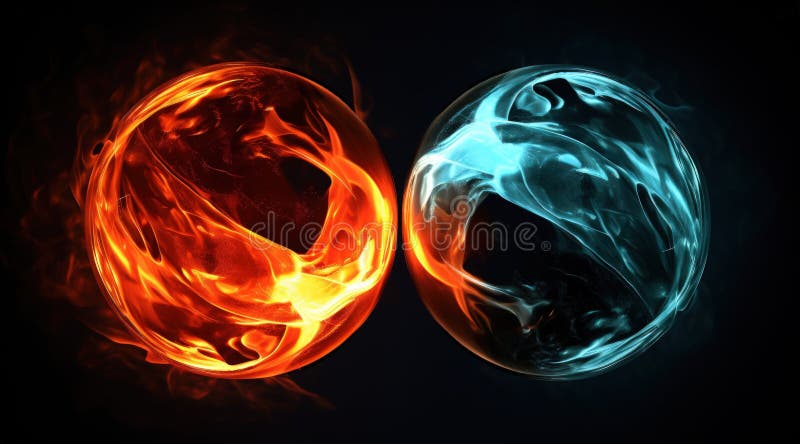A Two Spheres with Fire and Flames Stock Illustration - Illustration of ...