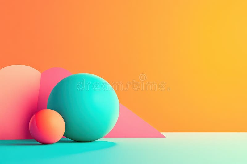 Two Spheres Resting on a Multi-Colored Surface Stock Illustration ...