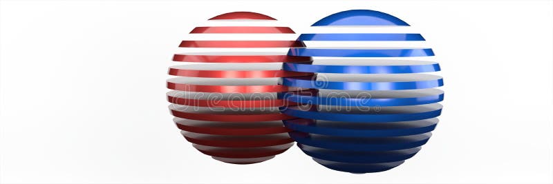 Two Spheres on a White Background, Divided into Parts. 3d Rendering ...