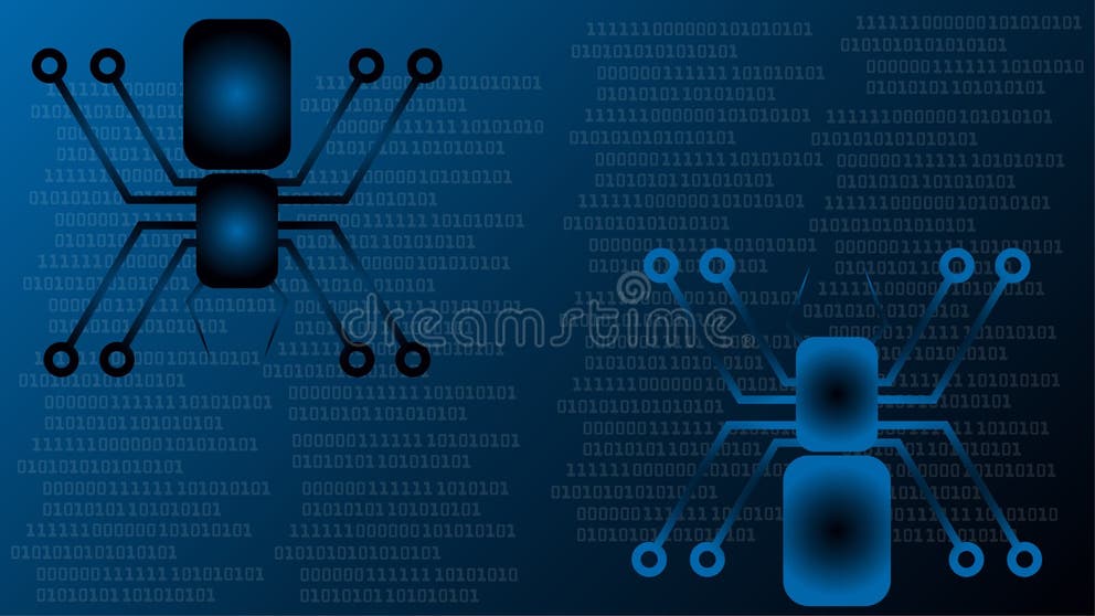 Two Spider and Binary Code, Binary Code and Digital Background ...