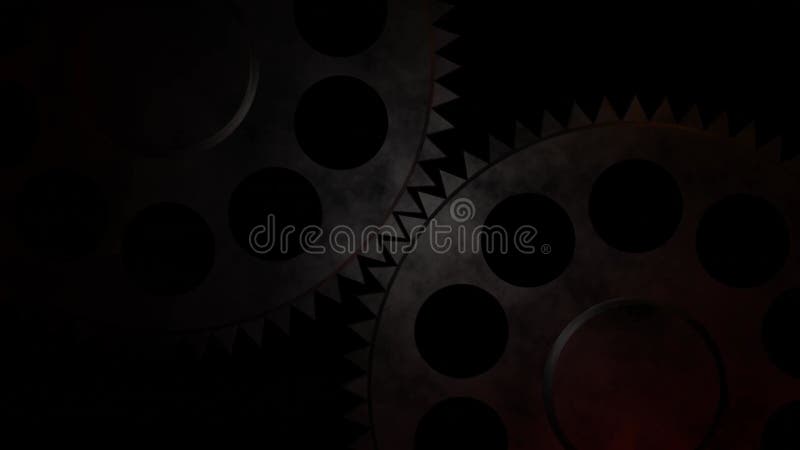 Two Spinning Gear Wheels with Precise Motion on Dark Background in 3D ...
