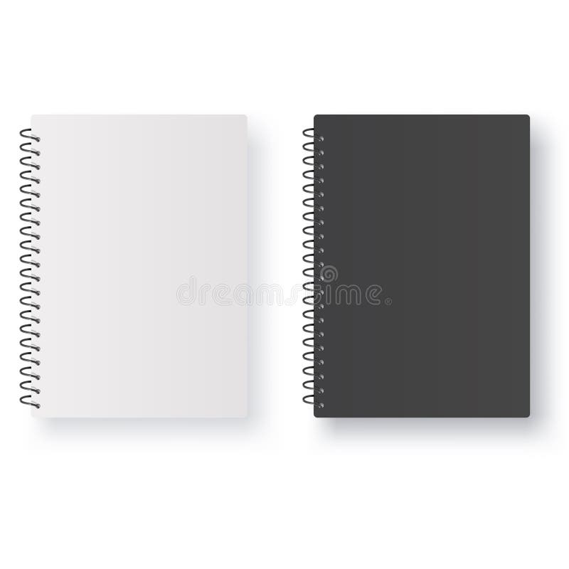 Two Spiral Notebooks: One White Cover, One Black Cover, Isolated ...