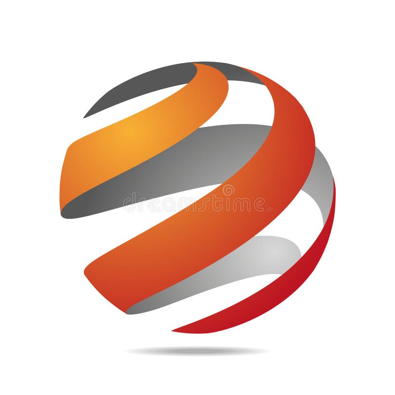 Two Spirally Arranged Ribbons on a Ball. Stock Vector - Illustration of ...