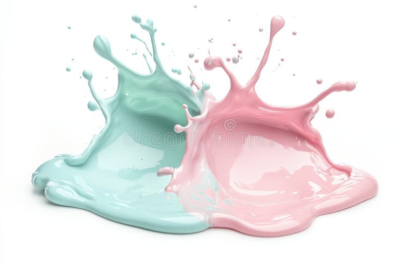 Two Splashes of Pastel-colored Paint Merging Together, Creating a ...