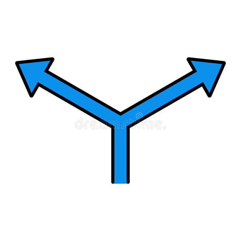 Two Split Arrows Icon in Line and Fill Style. Branching Arrow. Stock ...