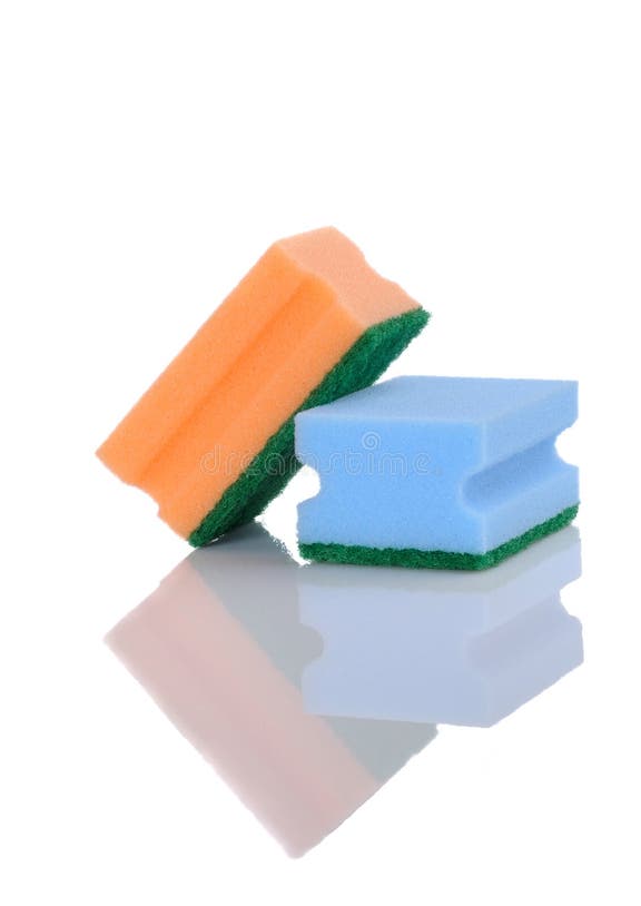 Two sponges stock photo. Image of blue, orange, kitchen - 22017944