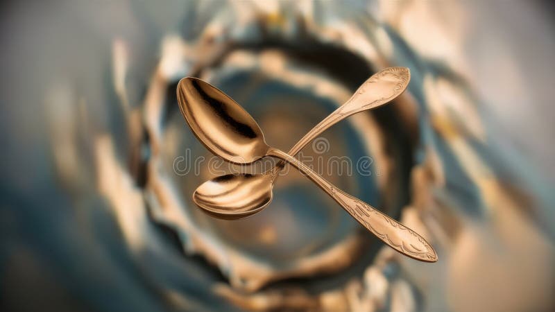 Two Spoons are Placed on Top of Each Other in a Circular Pattern, AI ...