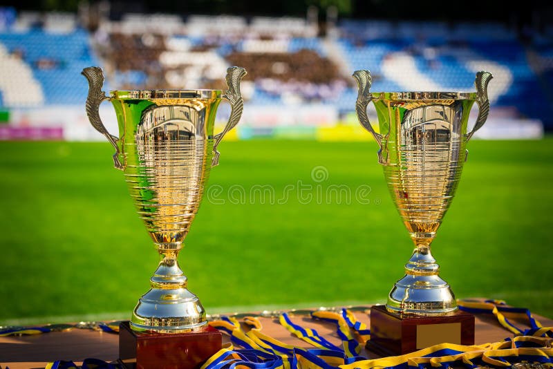Two Sports Cup Stadium Soccer Stock Photo - Image of champion, grass ...