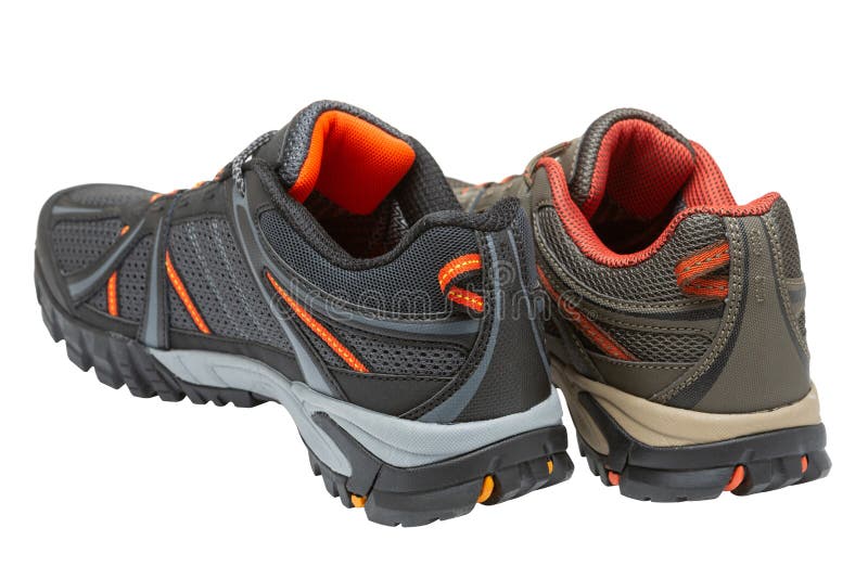 Two Sports Shoes of Different Colors, Stand Side by Side, on the White ...