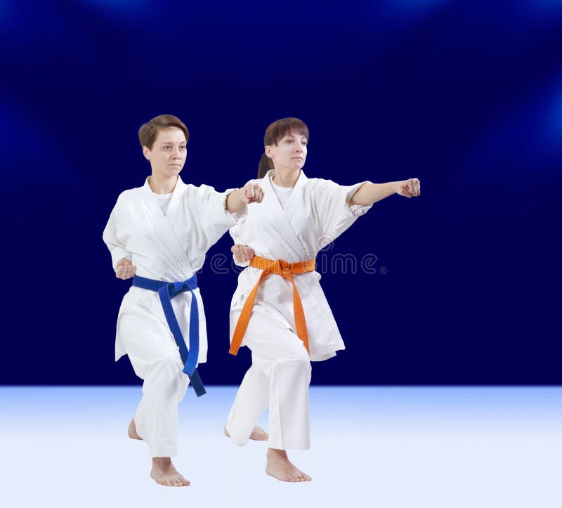 Two Sportswomen are Training Punch Hand Stock Photo - Image of karate ...