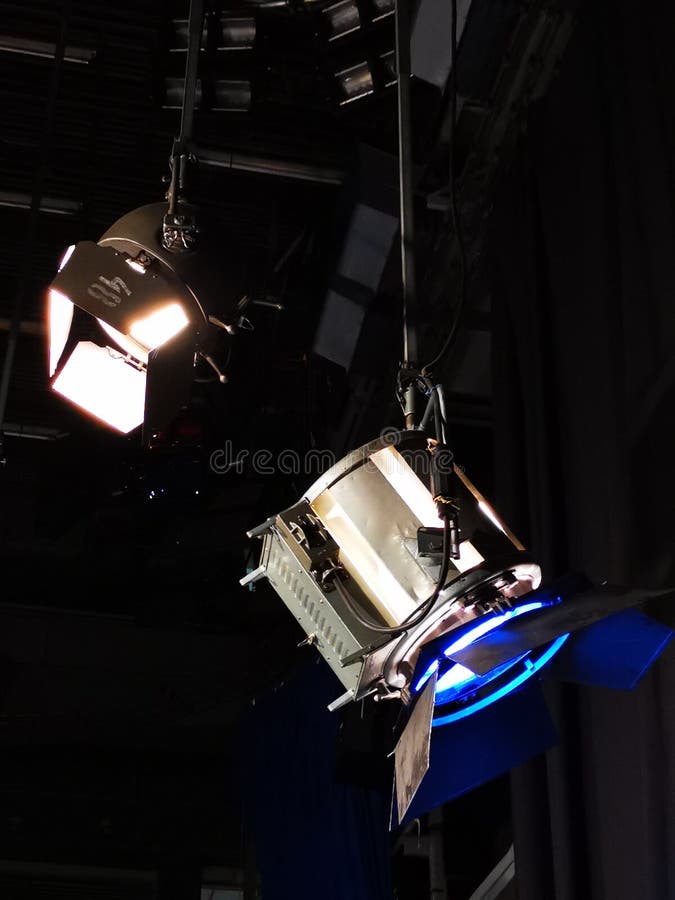 Two Spotlights - One with a Blue Filter Stock Photo - Image of parental ...