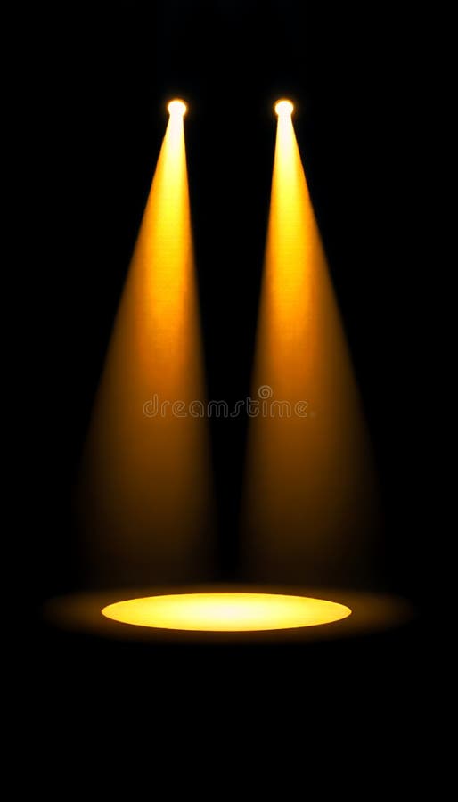 Two Spotlights Illuminate a Stage in a Dark Setting Stock Illustration ...