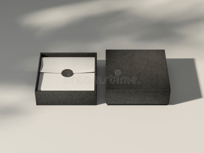 Two Square Black Boxes Mockup with White Wrapping Paper on White Table ...