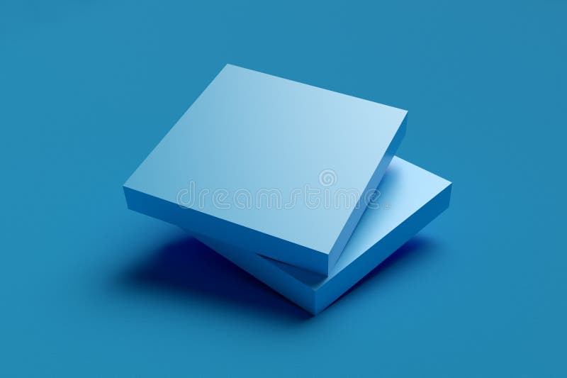 Two Square Blocks Levitating on Blue Background. Modern Background ...