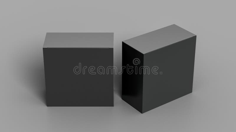 Two Square Boxes Mock Up. BBB Gift Boxes on Gray Background. Front View ...