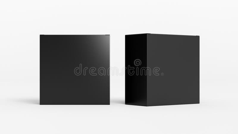 Two Square Boxes Mock Up. Black Gift Boxes on White Background Stock ...
