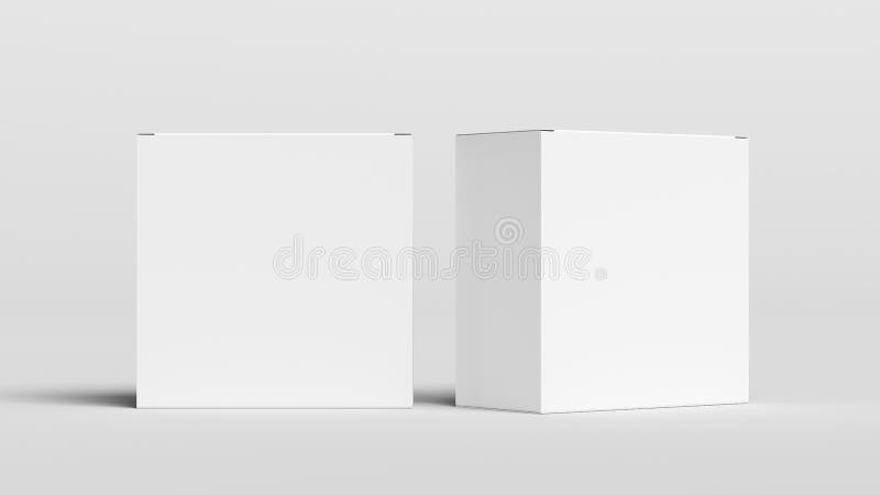 Two Square Boxes Mock Up. White Gift Boxes on White Background Stock ...