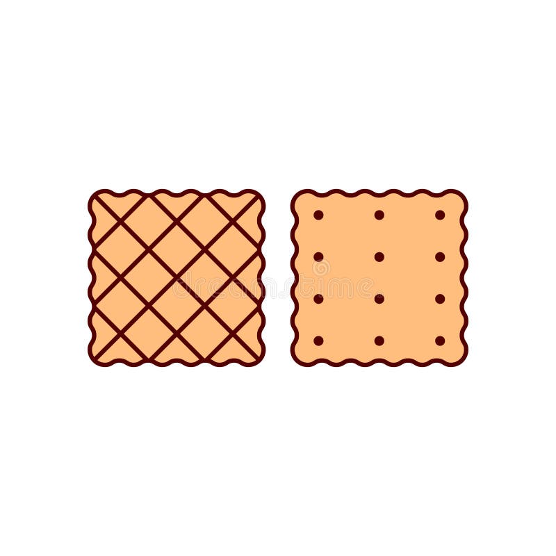 Two Square Cookies. Front and Back View. Vector Illustration and Icons ...