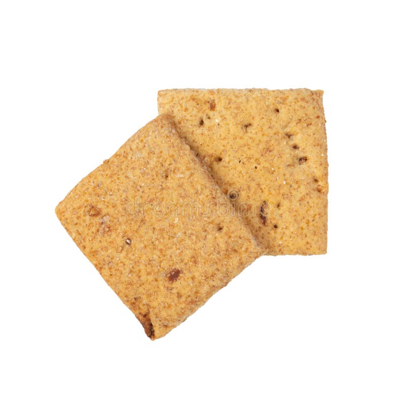 Two Square Crackers Carbohydrate Snack Isolated White Background Stock ...
