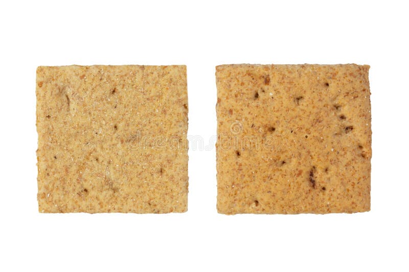 Two Square Crackers Carbohydrate Snack Isolated White Background Stock ...
