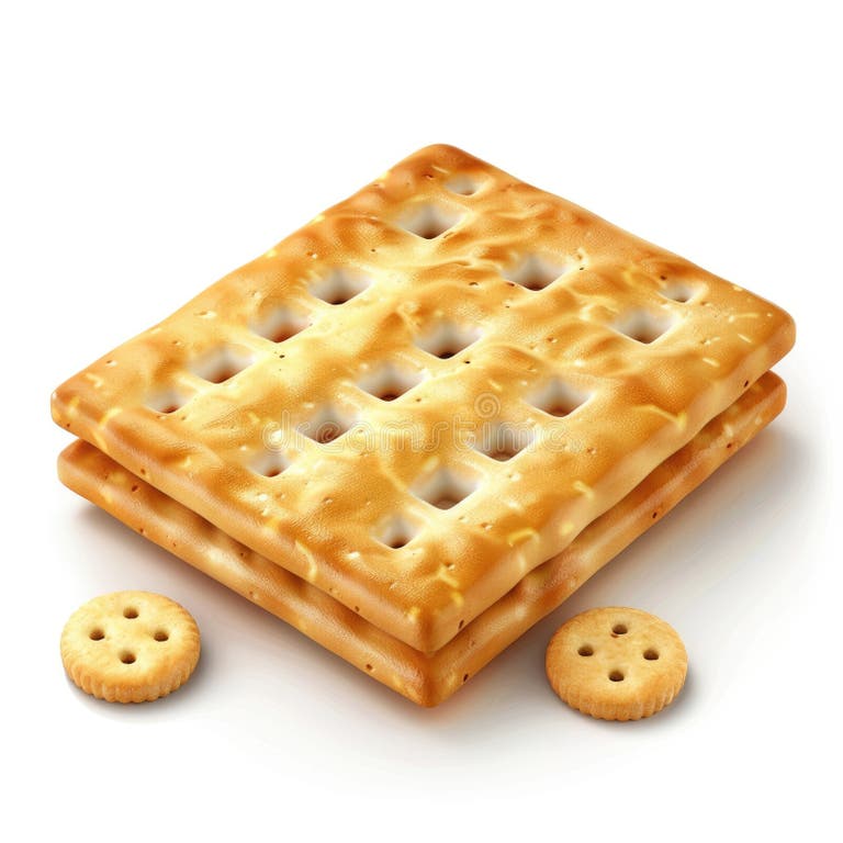 Delicious Crispy Crackers Stacked on White Background Stock ...