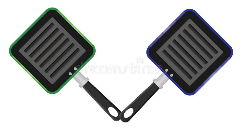 Two Square Grill Pans, Icon Stock Vector - Illustration of skillet ...