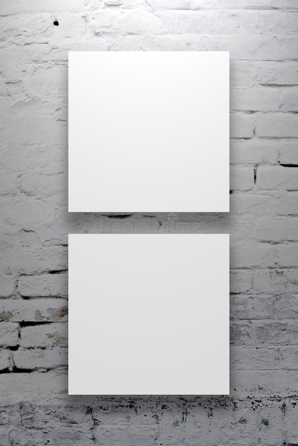 Two Square Posters Hanging on the Art Gallery Wall Stock Image - Image ...