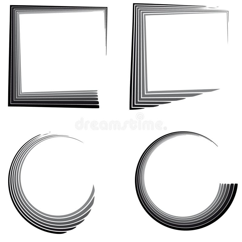 Two Square and Two Round Frames. Stock Vector - Illustration of round ...