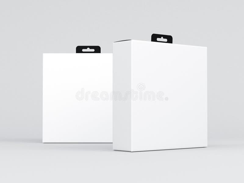 Two Square White Boxes Mockup with Black Hang Tab Stock Illustration ...